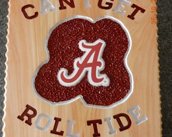 Alabama Roll Tide Hand Carved Wood Sign