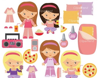 Sleepover clip art | Etsy