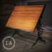 Antique Industrial Style Drafting Table w/ Swing Stool 5