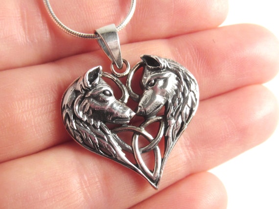 Wolf Necklace 925 Sterling Silver Jewelry Two Dogs