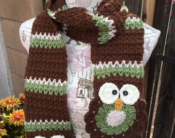 Crochet owl scarf | Etsy