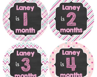 Items similar to Monthly Baby Age Stickers Floral Shabby Chic Age Month ...
