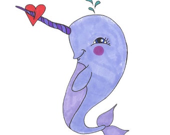 Narwhal valentine | Etsy