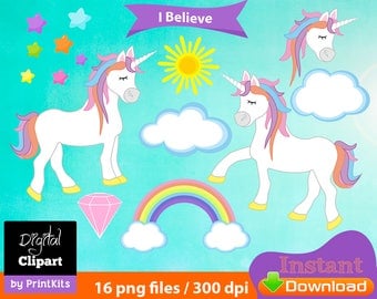 Kawaii Unicorn Clipart Cute Unicorns Clip Art Commercial
