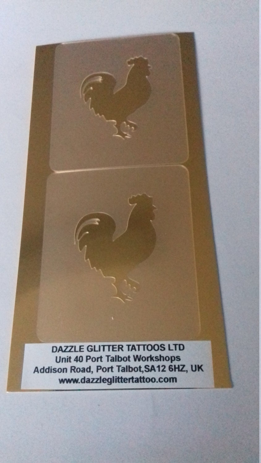 2 x Rooster / Cockerel face painting stencils reusable Great