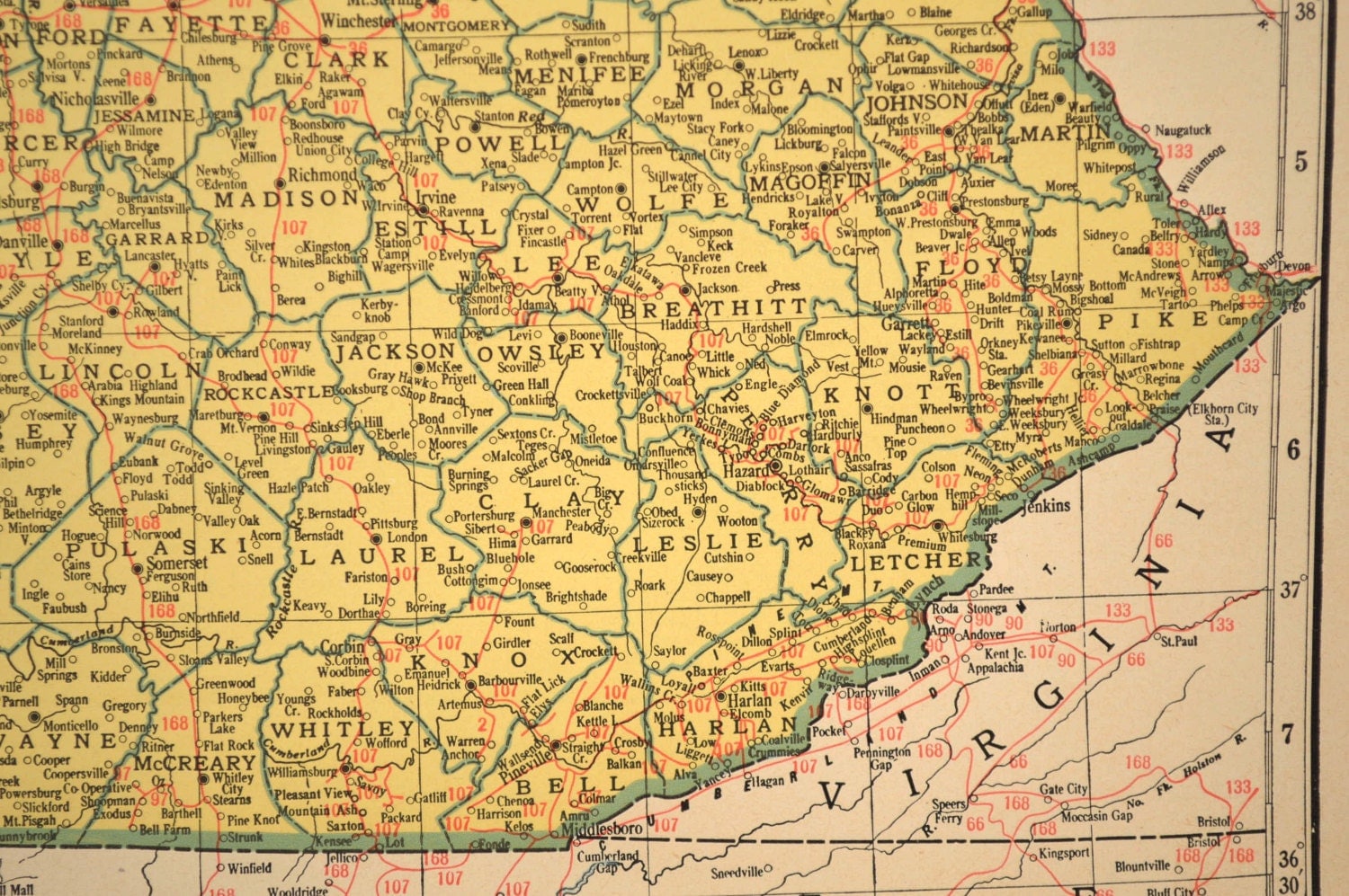 Kentucky Map Kentucky Railroad Vintage 1940s by MapsBooksEphemera