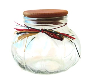 Glass biscuit jar | Etsy