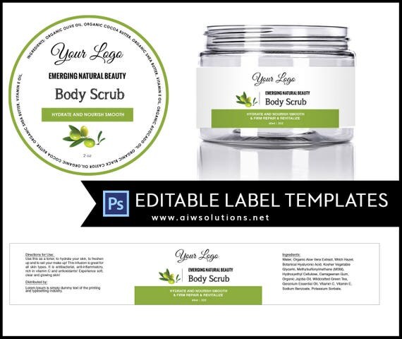 Olive Jar Label Template 4oz Label 8oz Label Template Skin