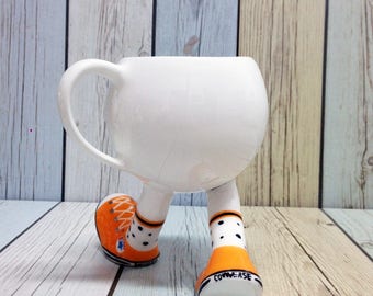 Handmade Unique Walking Cups Mugs and Whimsical by WalkingPottery