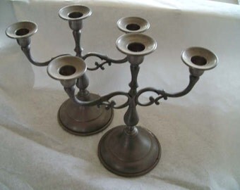 Pewter candelabra | Etsy