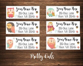 60 Owl return address labels Personalized PRINTED owl