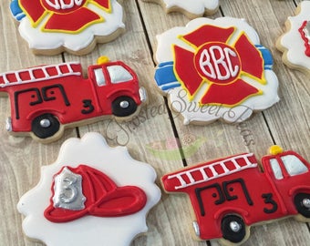 Firetruck cookie | Etsy