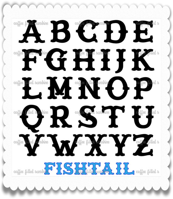 Digital Cut File Fishtail Font Instant Download in SVG