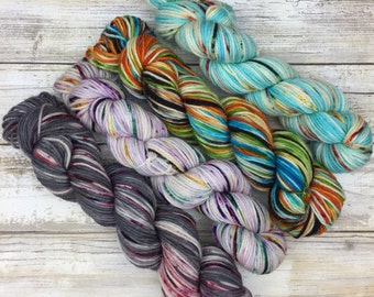 Hand dyed yarn in a variety of colors and by yarncafecreations