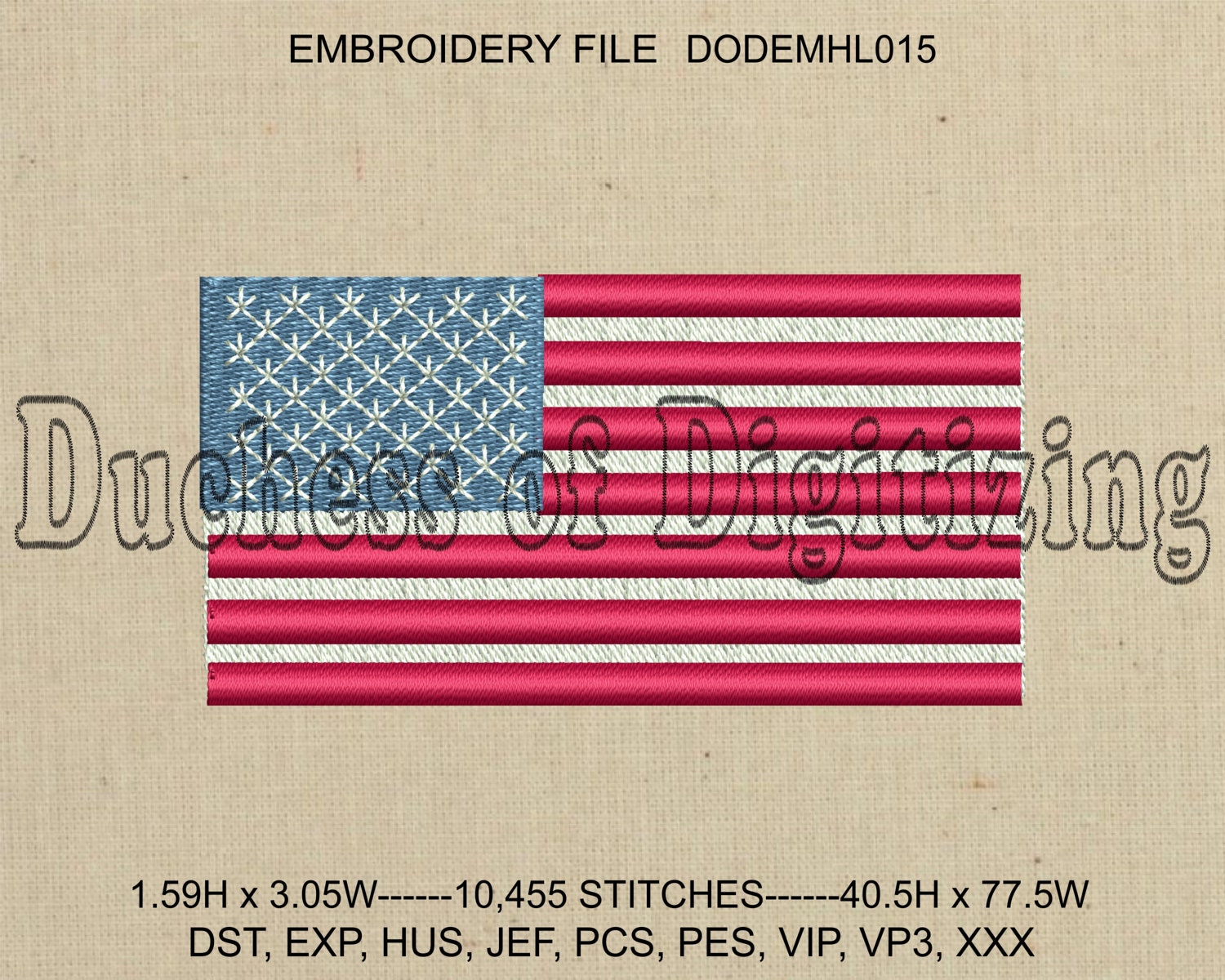 US Flag Embroidery Design US Flag Embroidery File Flag