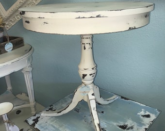 Items similar to Shabby chic side table, cream side table, distressed ...