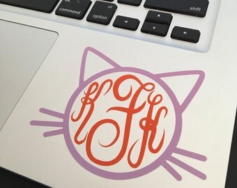 Cat monogram decal | Etsy
