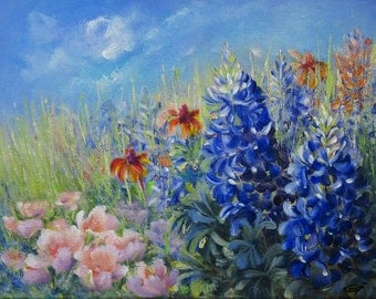 Bluebonnet painting | Etsy