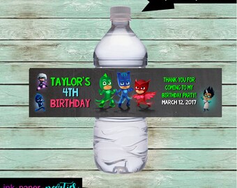 Pj mask water label | Etsy