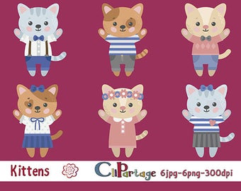 Cute cat clipart | Etsy