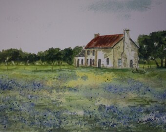 Bluebonnet painting | Etsy