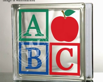 Vinyl Lettering Glass Block Decal Chevron Pumpkin