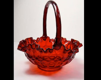 Fenton red basket | Etsy