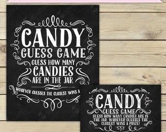 Pink and Gold Glitter Candy Guessing Game Print Yourself