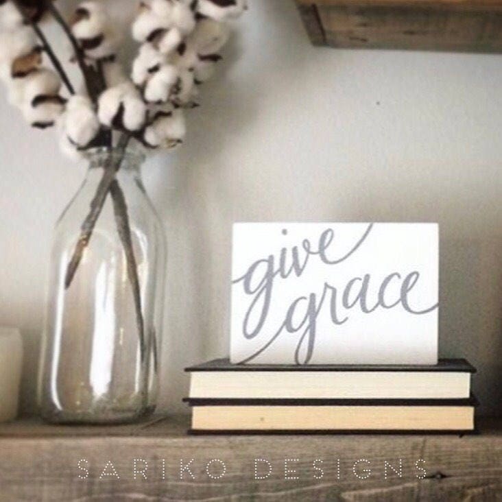 Small Hand painted 'give grace' on Reclaimed Wood