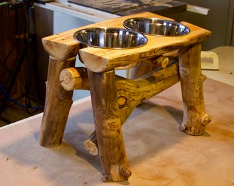 Rustic dog feeder | Etsy