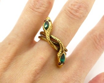 Gold snake ring | Etsy