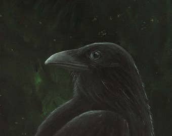 black and white RAVEN / CROW SHAMAN spiritual dance tribal art