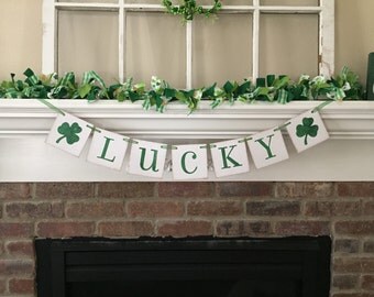 Lucky Banner / St Patrick's Day Decor / Chevron Stripes