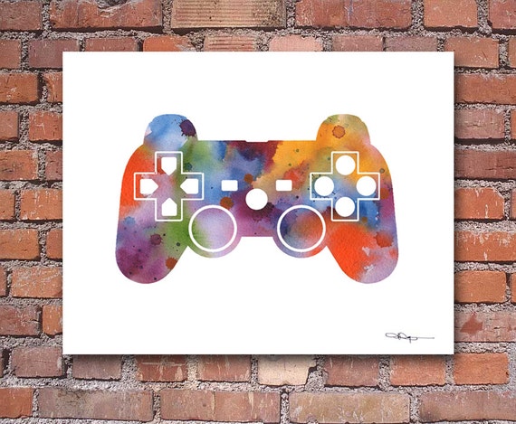 Game Controller Art Print Abstract Watercolor Painting