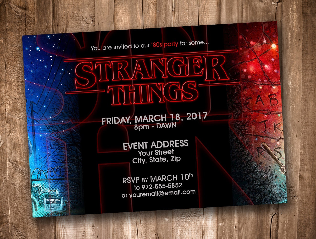 Stranger Things Party Invitation Personalized Digital