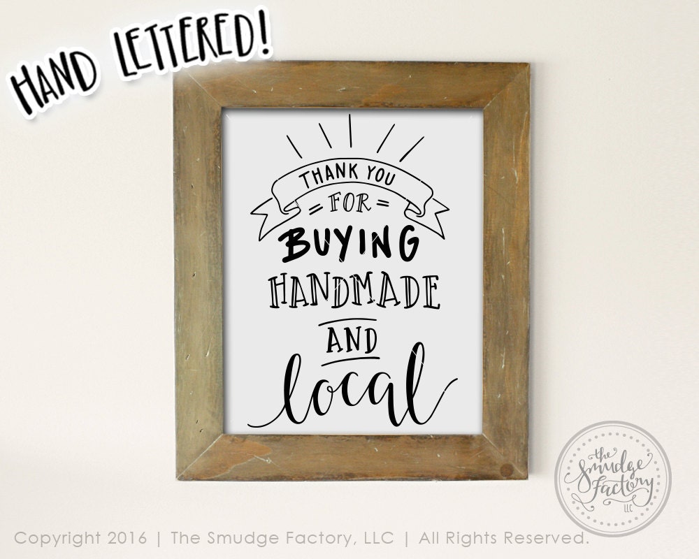Thank You Printable File Buying Handmade and Local DIY