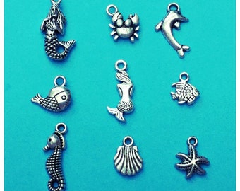 Silver mermaid charm | Etsy