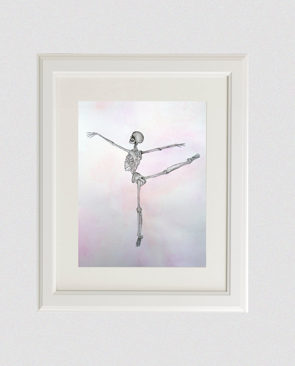 Ballet ballerina skeleton anatomy art dance BIG watercolor