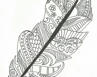Zentangle feather | Etsy