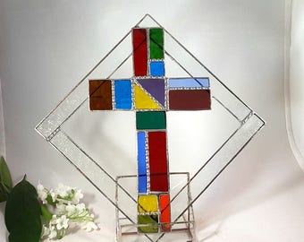 Stained glass cross | Etsy