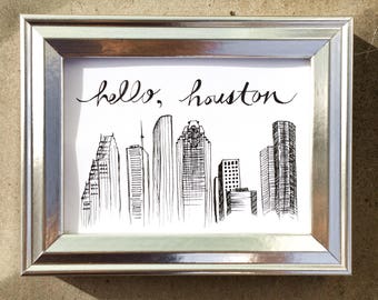 Houston skyline | Etsy
