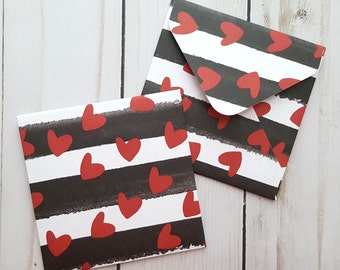 Heart Mini Envelopes Valentine Cards Love Notes Blank