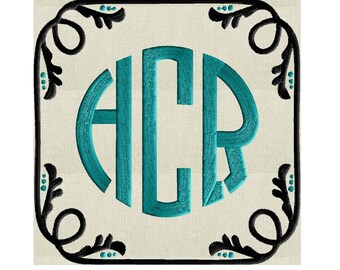 Moroccan Quatrefoil Font Frame Monogram Embroidery Design