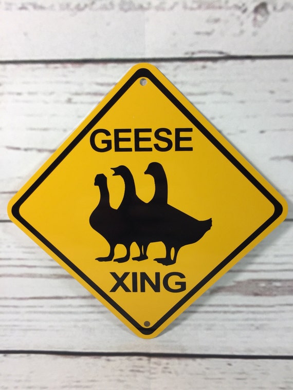 Geese Xing Mini Metal Yellow Caution Goose Crossing Farm Sign