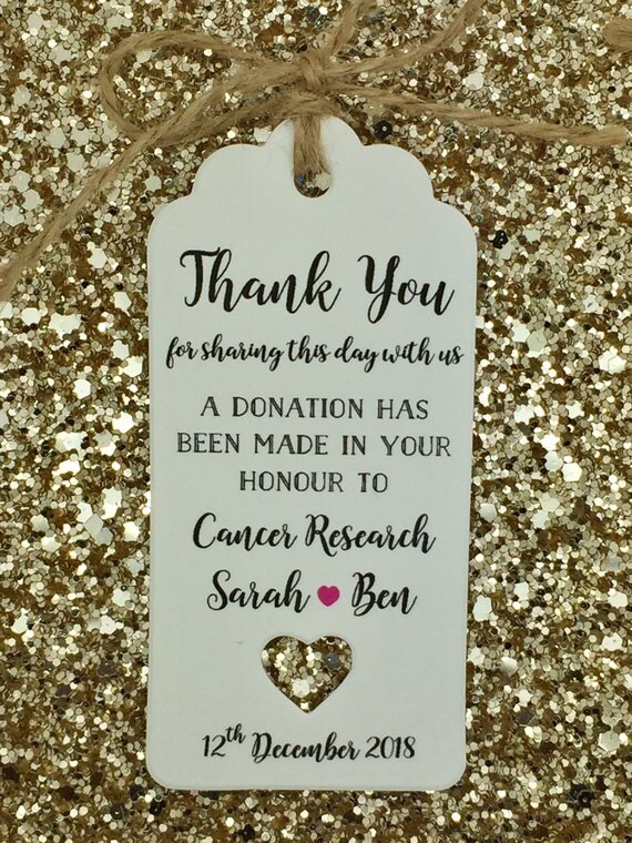 Charity Donation Gift Tag Wedding Favour Guest Label