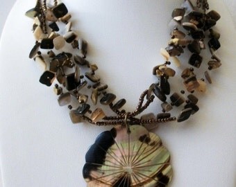 Oyster shell pendant | Etsy