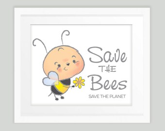 Save the bees print | Etsy