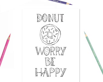 Donut coloring page | Etsy