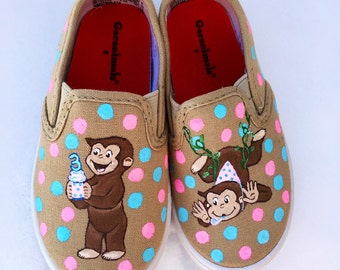 Curious george shoes | Etsy