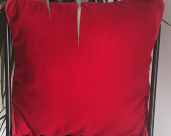 Red velvet cushion | Etsy